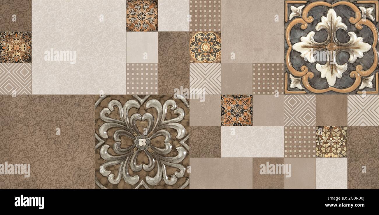 floral design texture with brown color use for wall tiles and wall ...