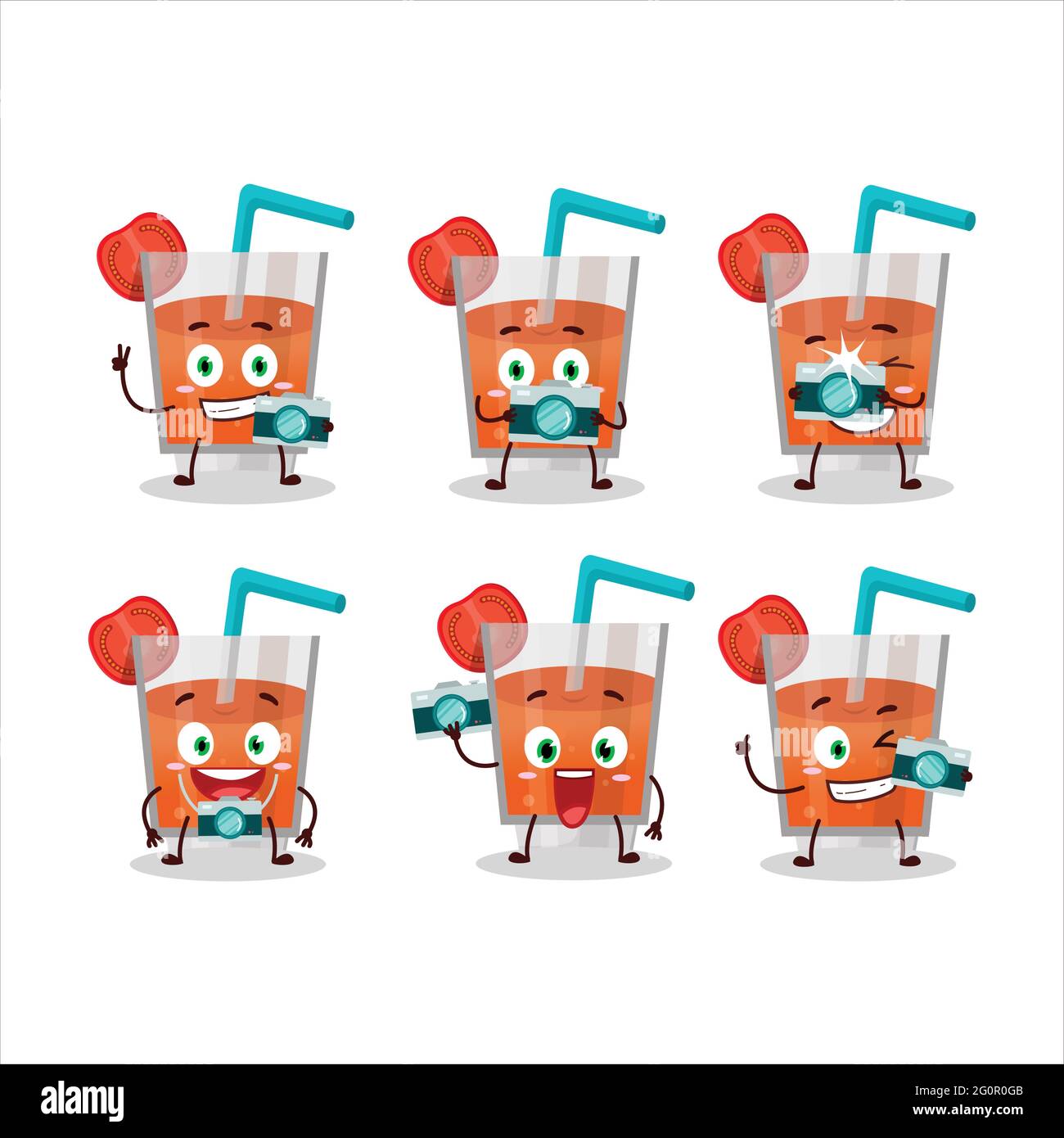 Photographer profession emoticon with tomato juice cartoon character ...