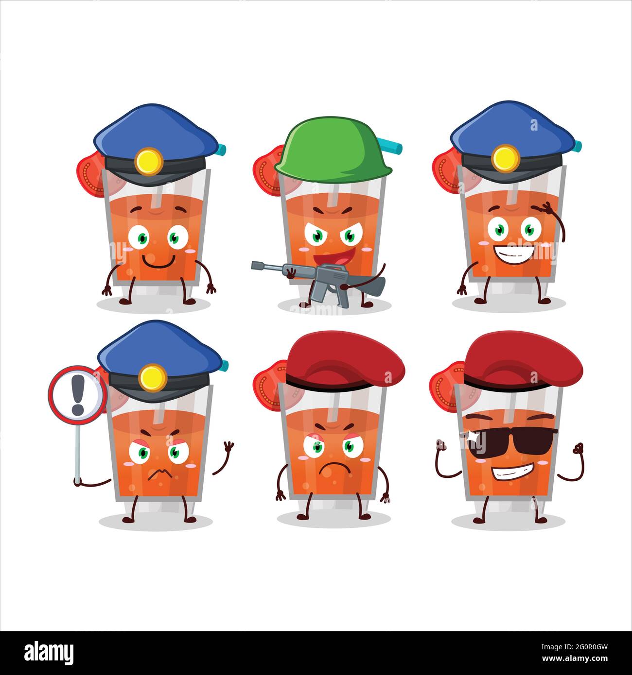A dedicated Police officer of tomato juice mascot design style. Vector ...