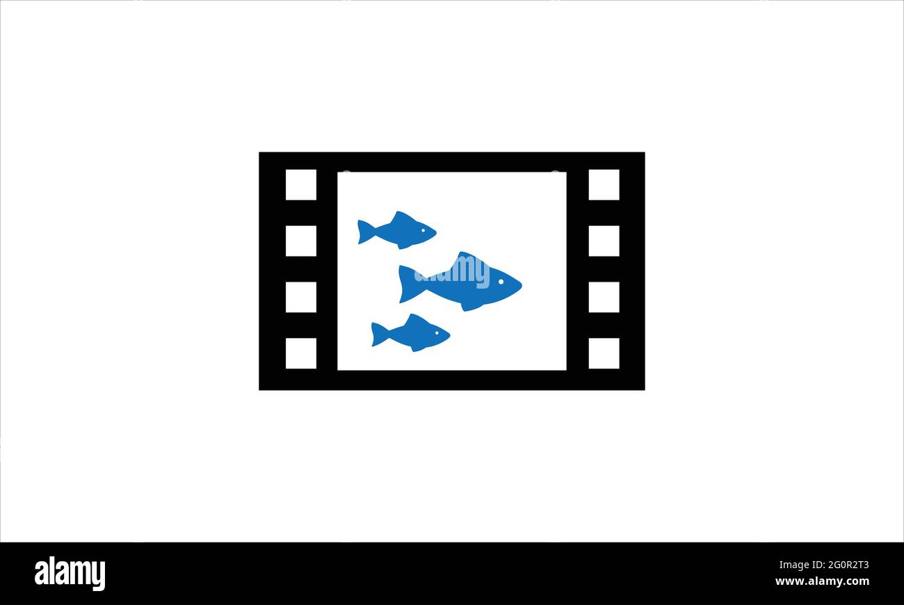 Fish inside Film strip icon Logo design vector template illustration ...