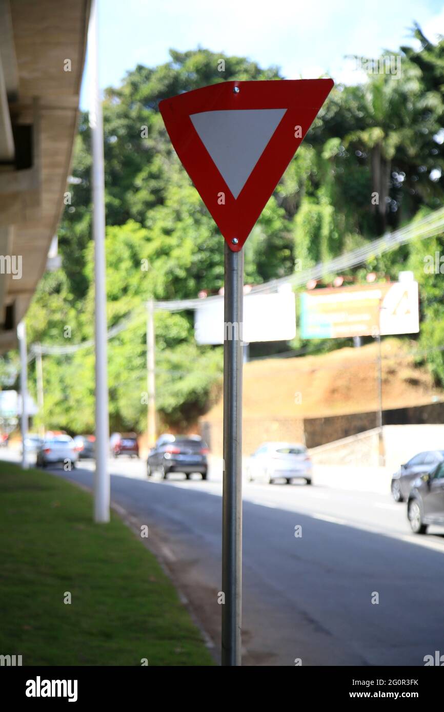 salvador, bahia, brazil - may 26, 2021: traffic signs with an ...