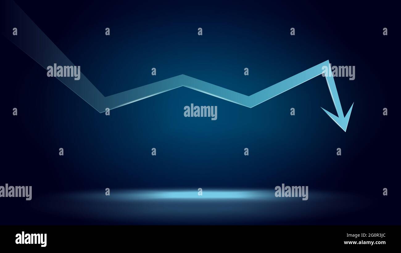 Blue arrow chart drop symbol hi-res stock photography and images - Alamy