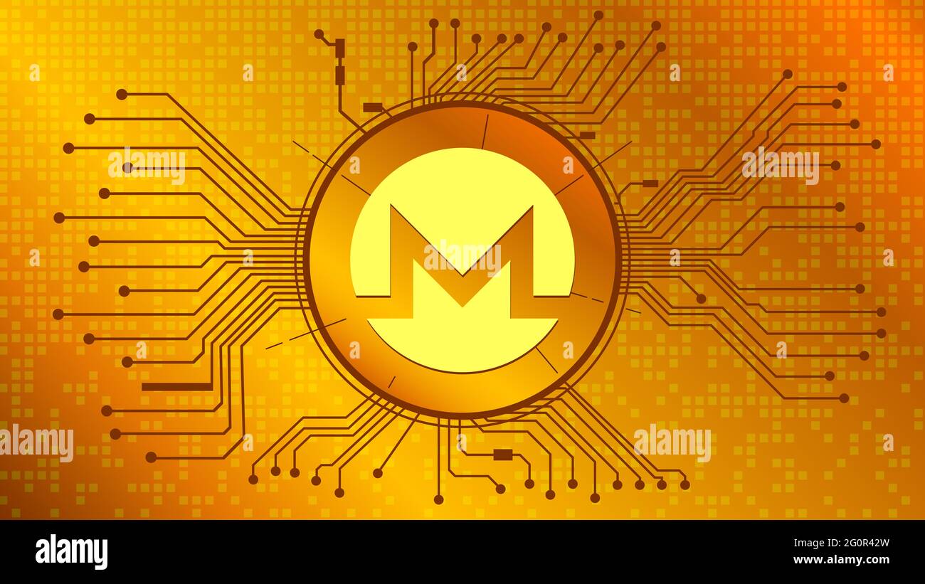 Monero cryptocurrency token symbol, XMR coin icon in circle with pcb on ...