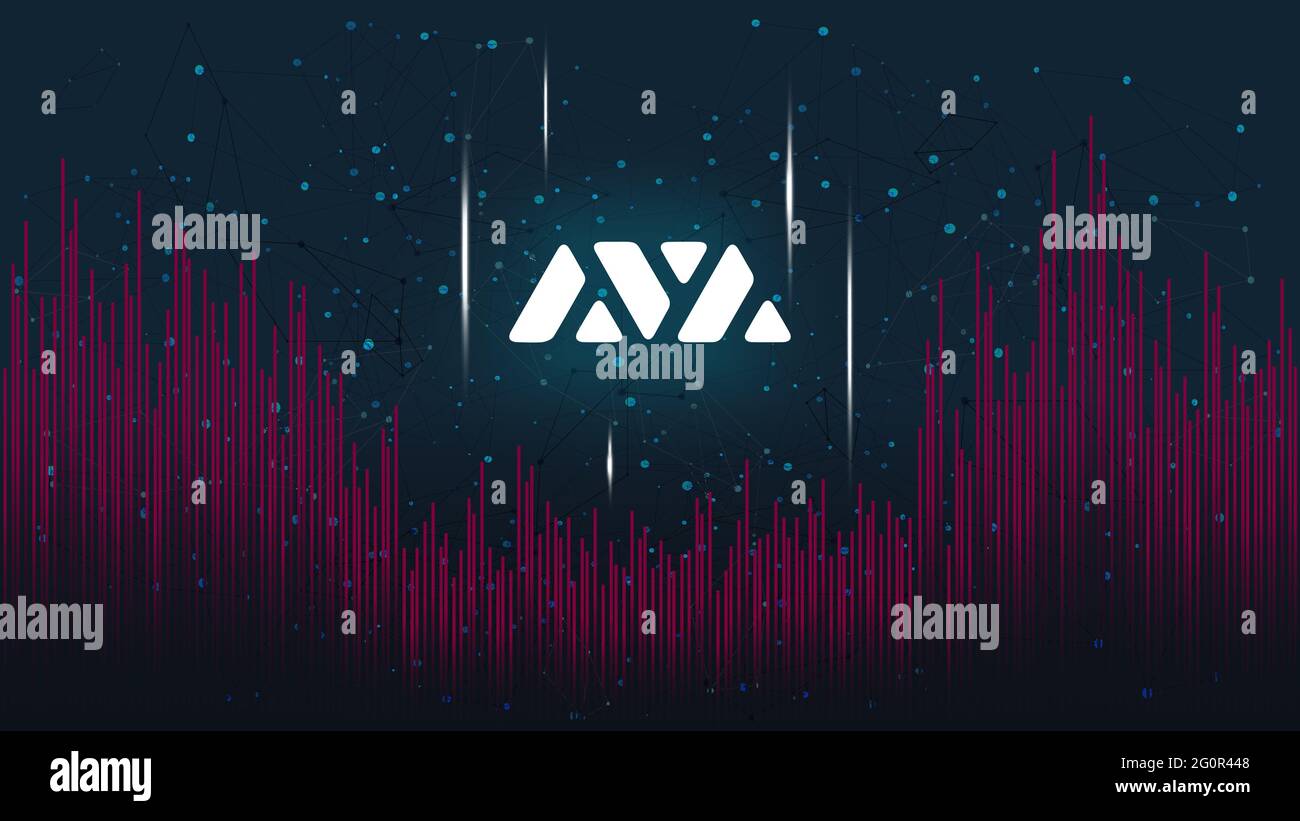 Avalanche AVAX token symbol of the DeFi project on dark polygonal ...