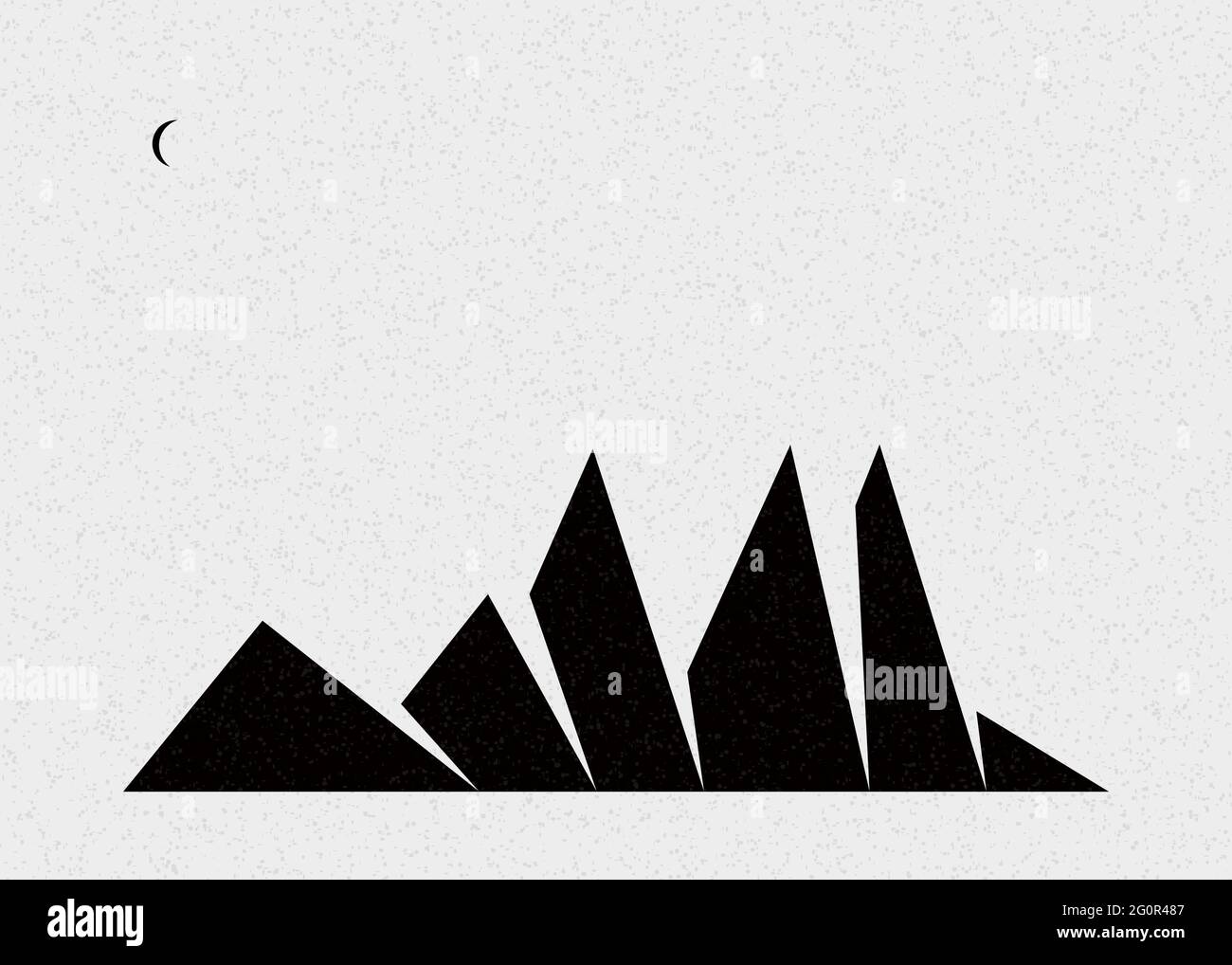 Geometric Mountains silhouette generative art poster illustration Stock ...
