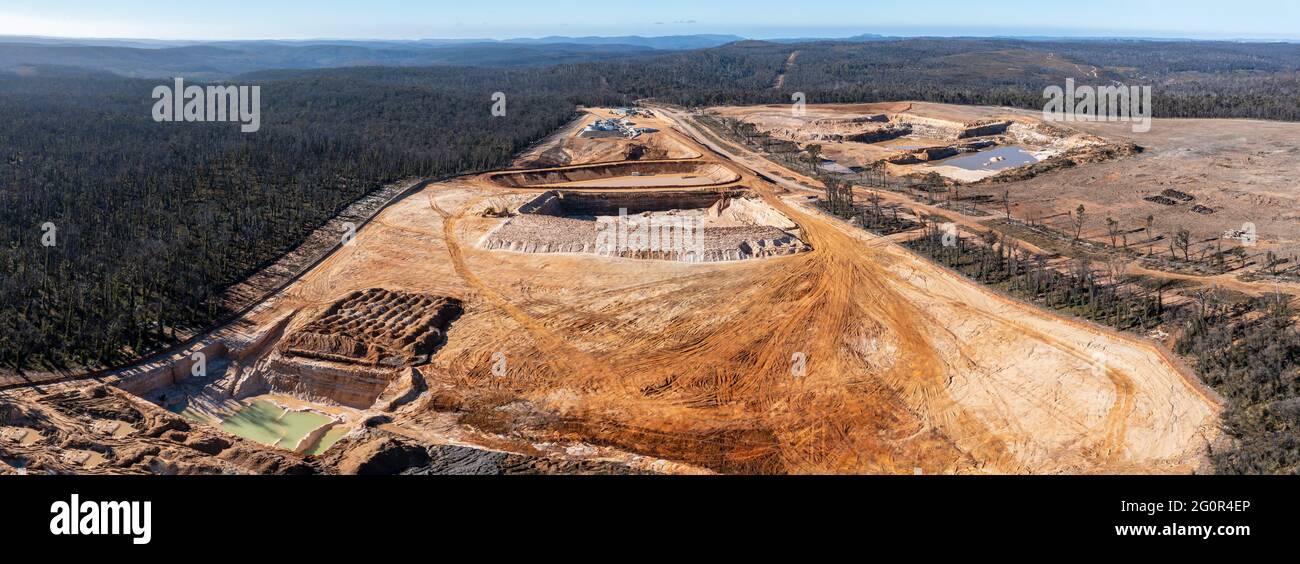 Drone aerial photograph of the construction of an industrial sand ...
