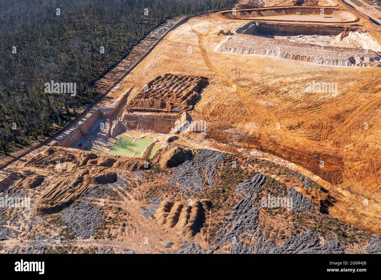 Drone aerial photograph of the construction of an industrial sand ...