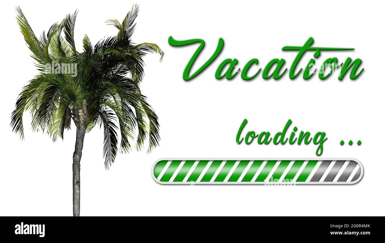 Vacation loading greeting card - green lettering and loading bar on ...