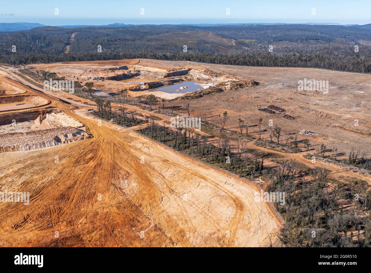 Drone aerial photograph of the construction of an industrial sand ...