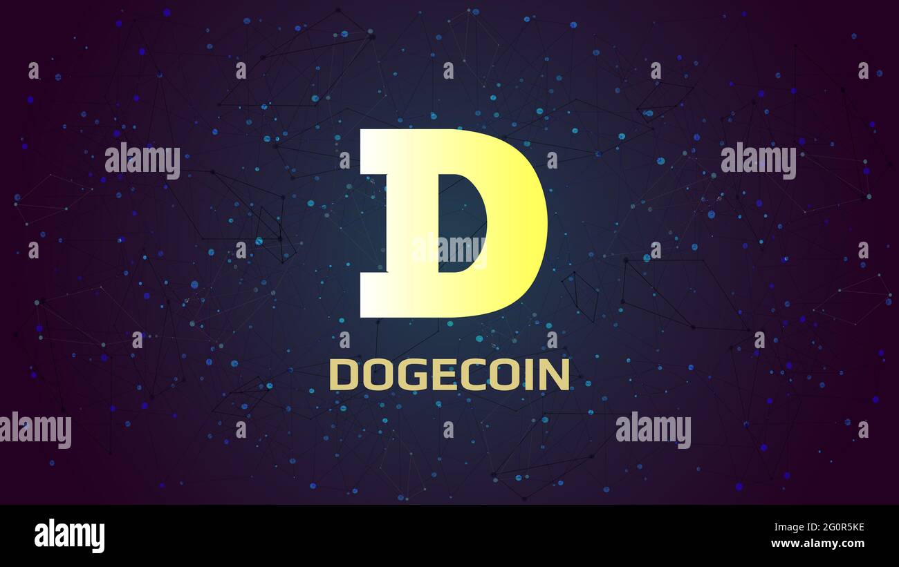 Dogecoin DOGE token symbol cryptocurrency theme on dark polygonal ...