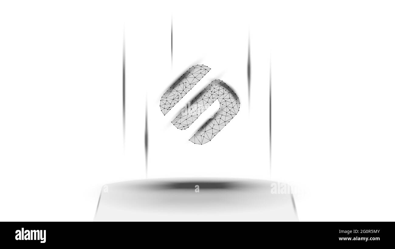 Swipe SXP token symbol of the DeFi system above the pedestal on white ...