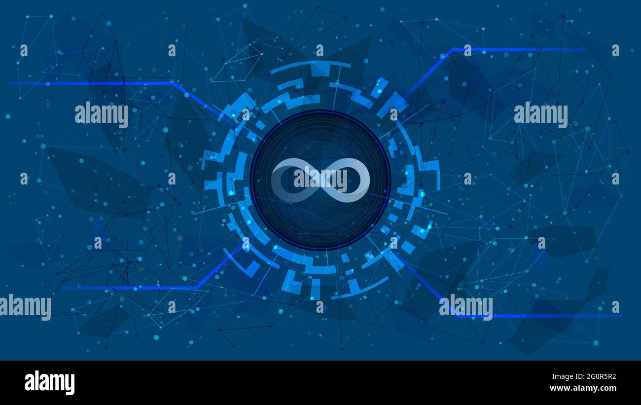 Dfinity Internet Computer ICP token symbol in digital circle with ...