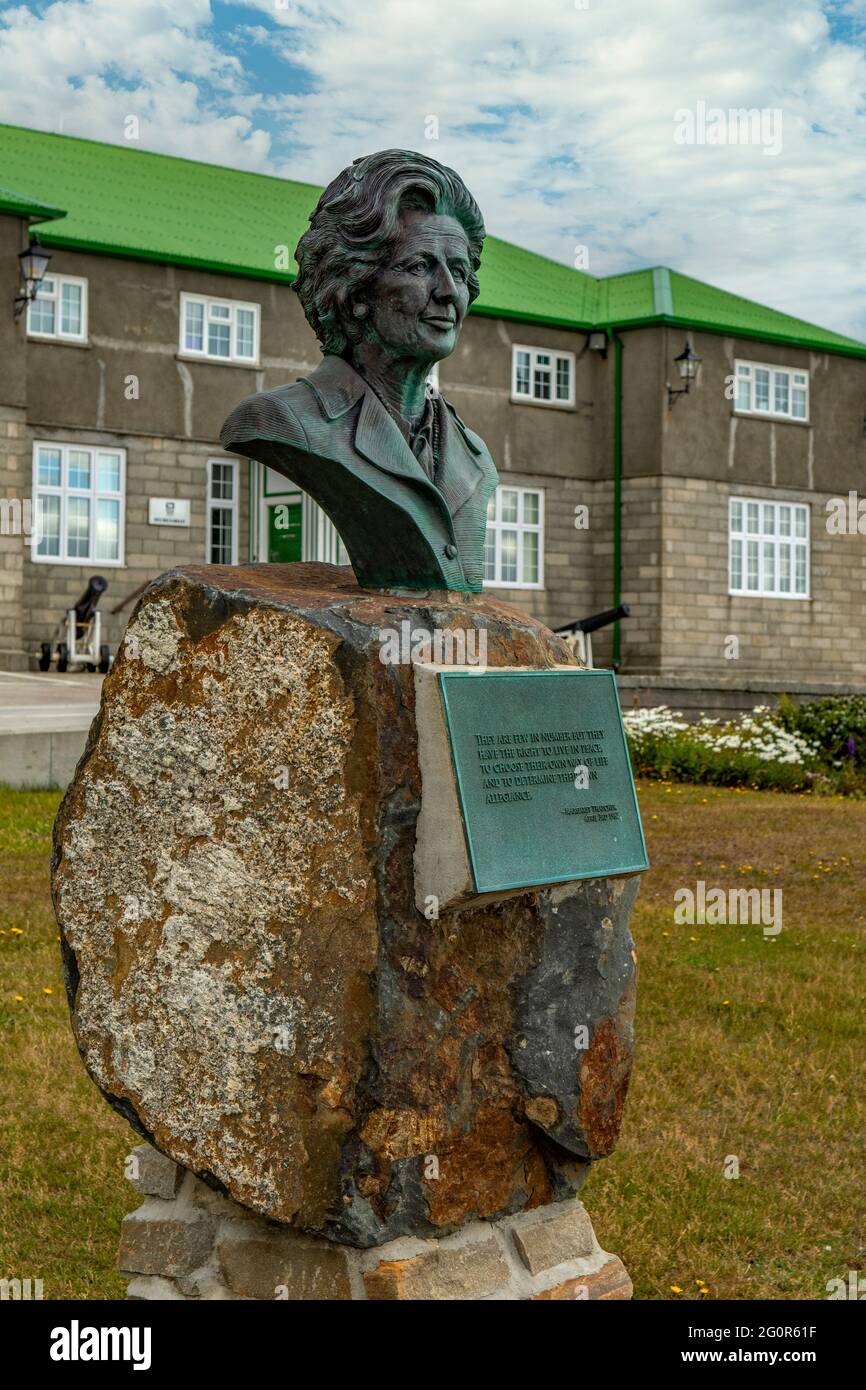 Margaret Thatcher Statue, Stanley, Falkland Islands Stock Photo - Alamy