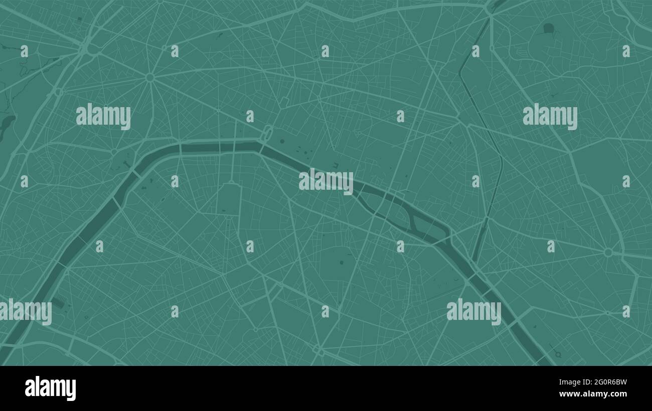 Green Paris city area vector background map, streets and water ...