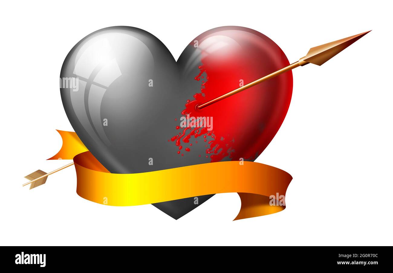 Burning heart pierced with an arrow Stock Photo - Alamy