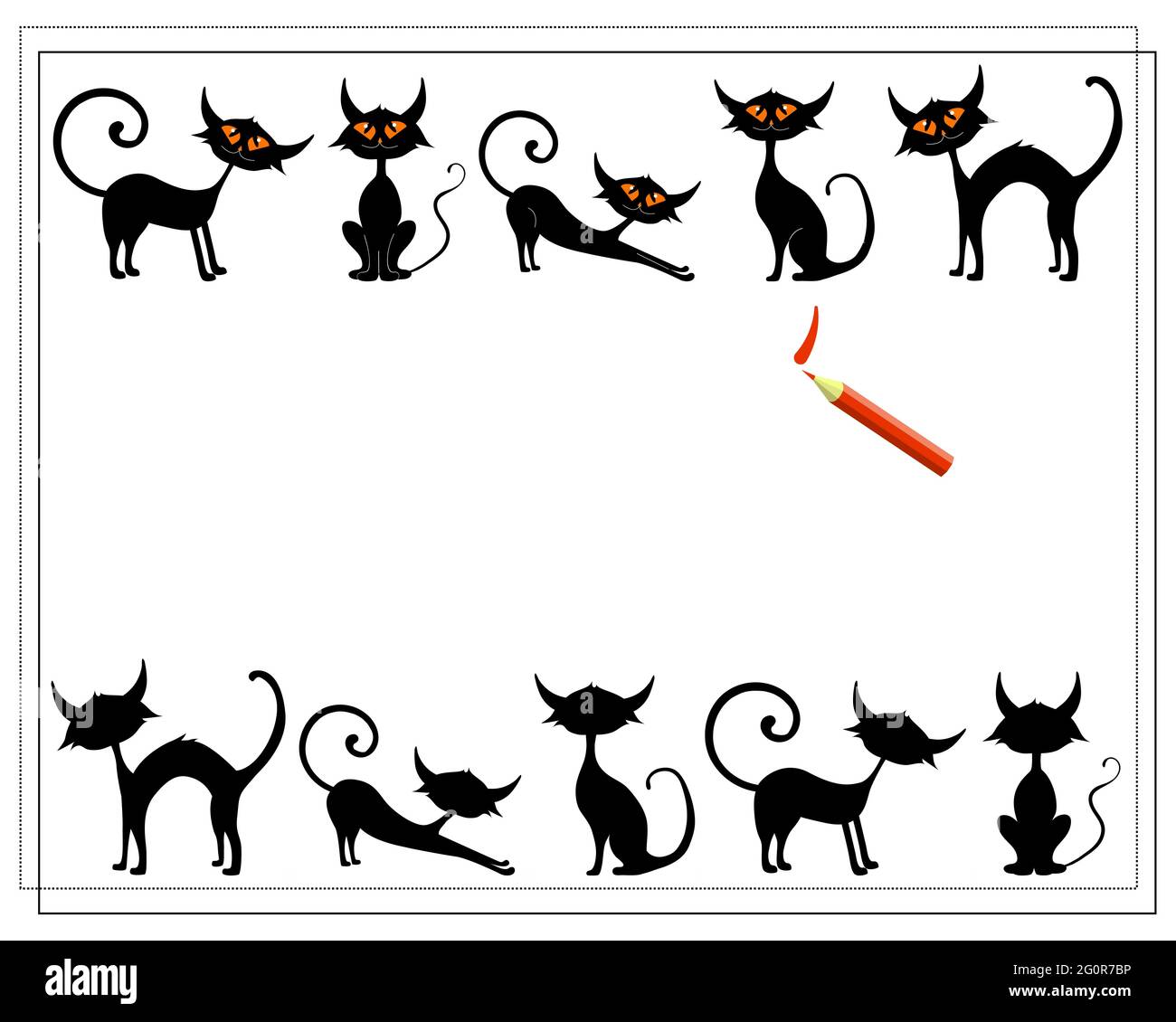 a game for children where whose shadow, black cat, Halloween. vector ...