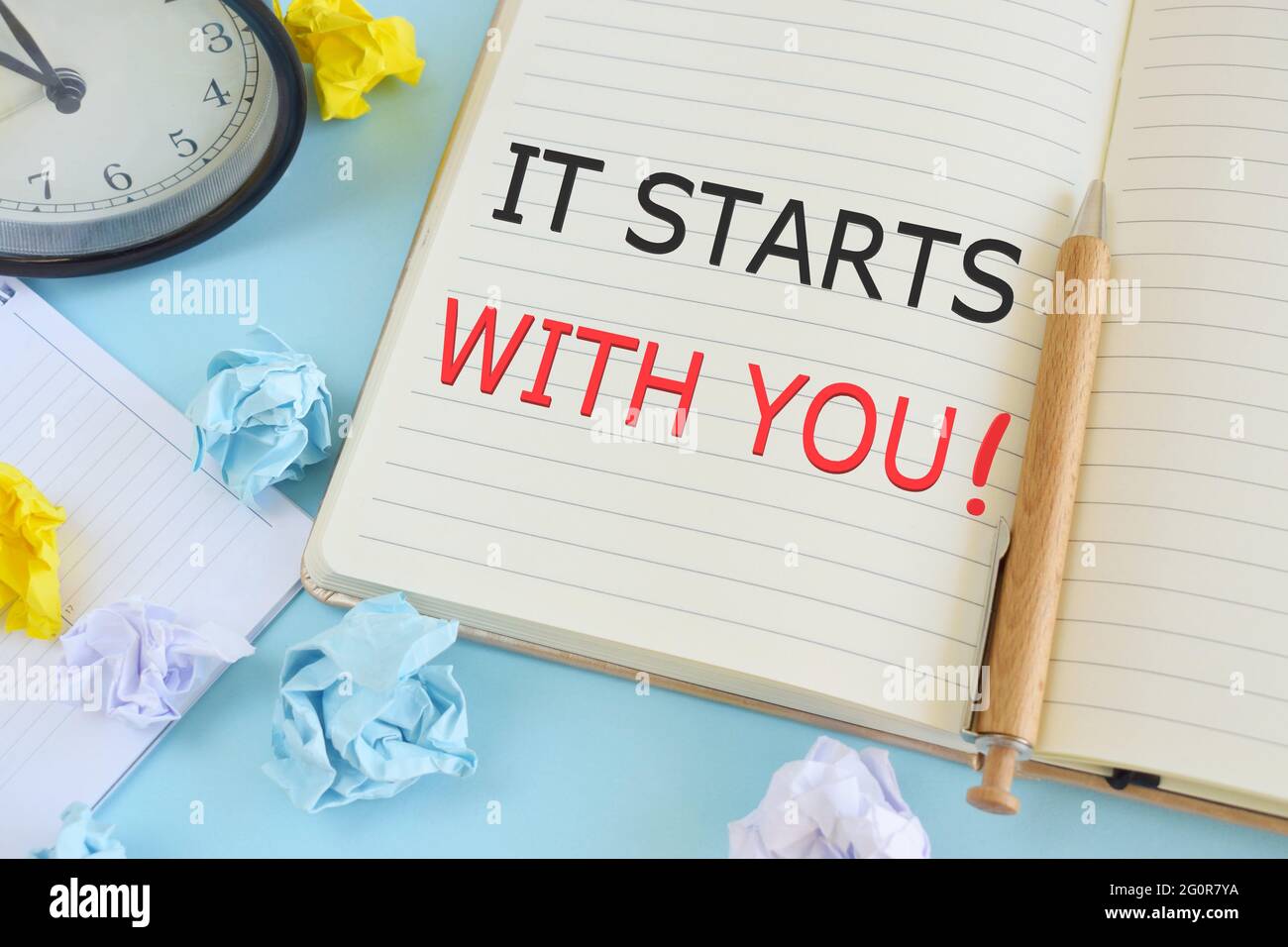 Handwriting text It Starts With You. Concept meaning Motivation for ...