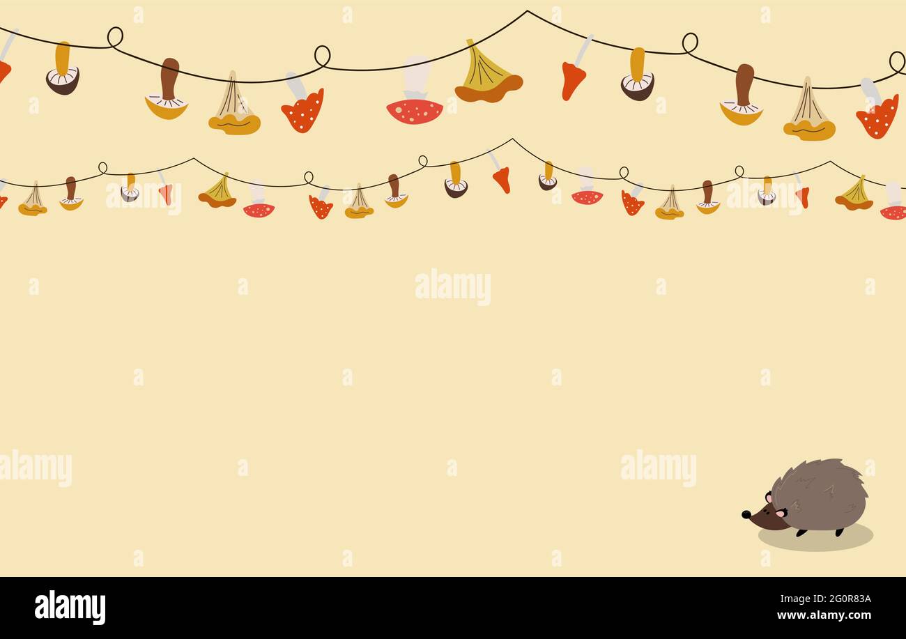 fall background in garlands with mushrooms vector Stock Vector Image ...