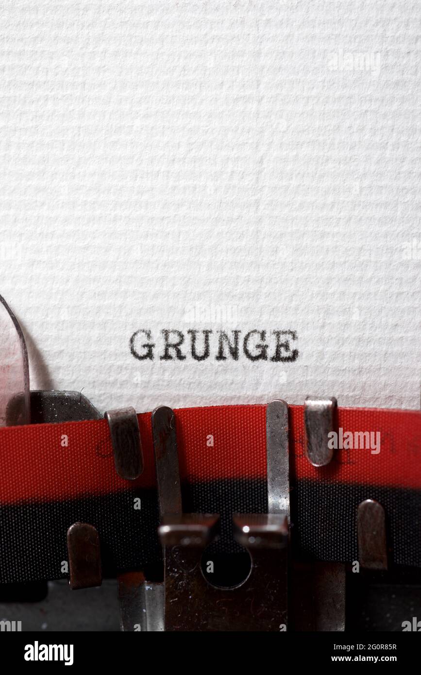 The word grunge written with a typewriter Stock Photo - Alamy