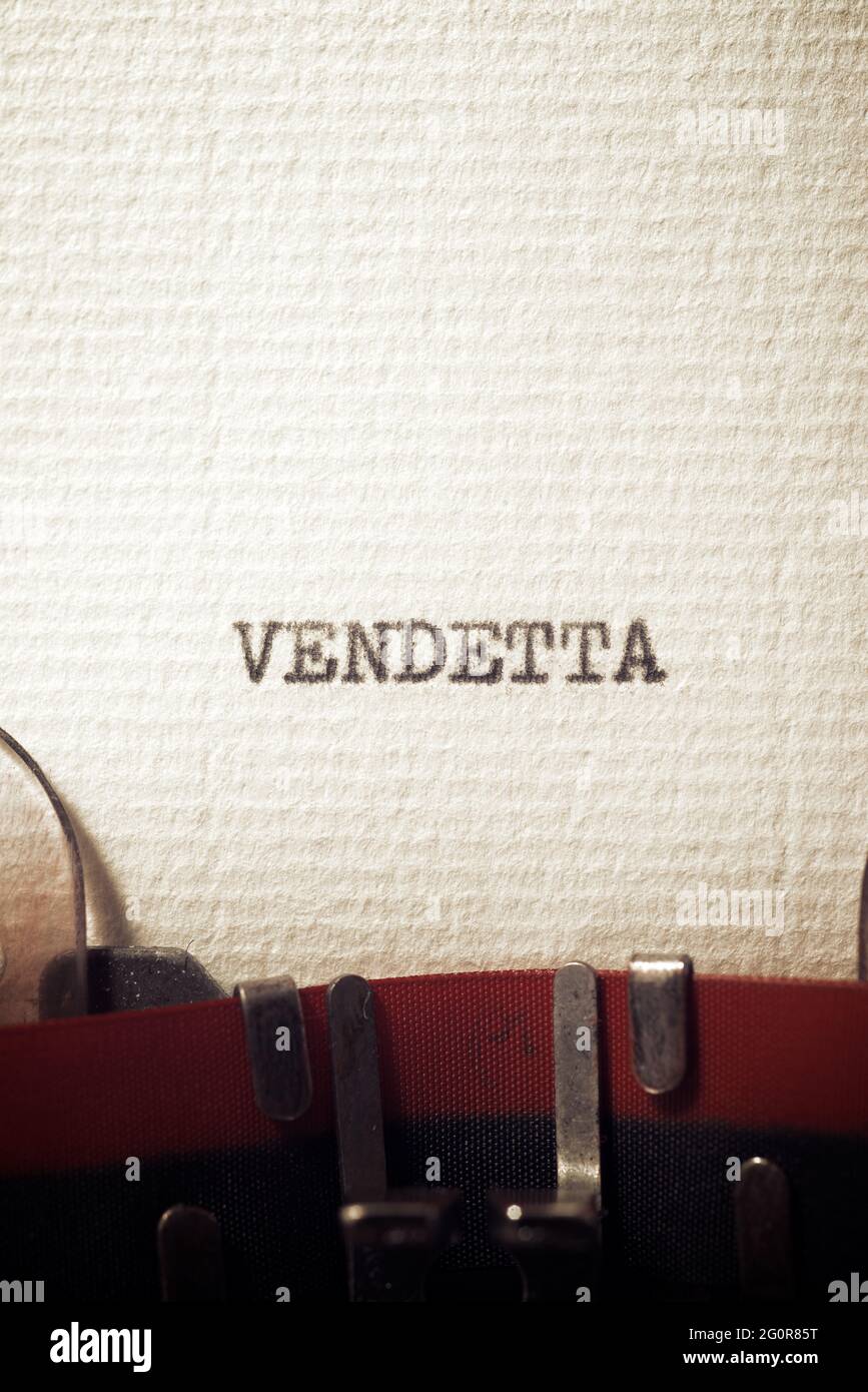 The word vendetta written with a typewriter Stock Photo - Alamy