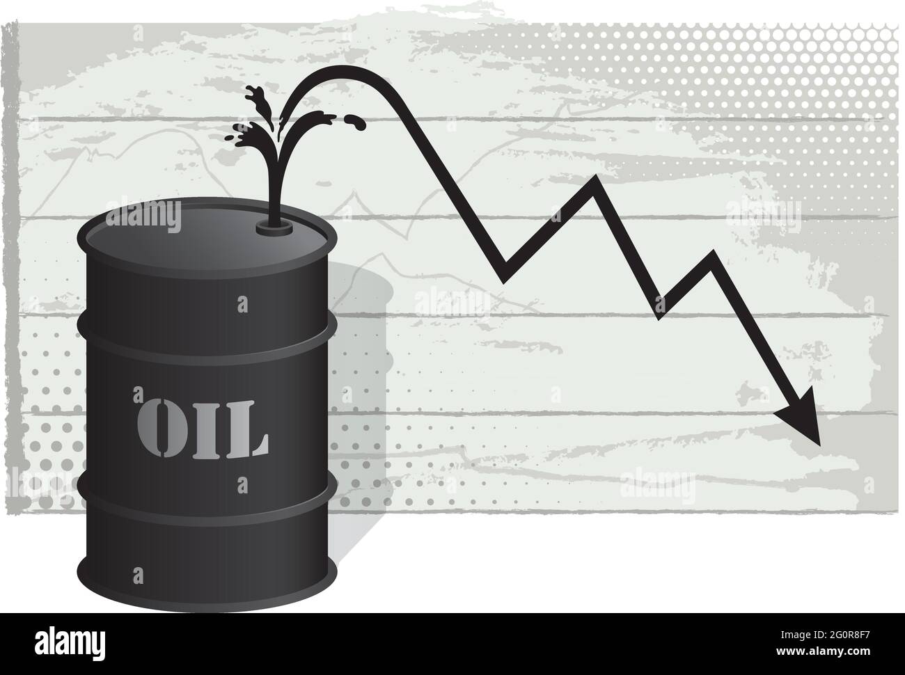 Vector illustration depicting the crisis caused by falling oil prices ...