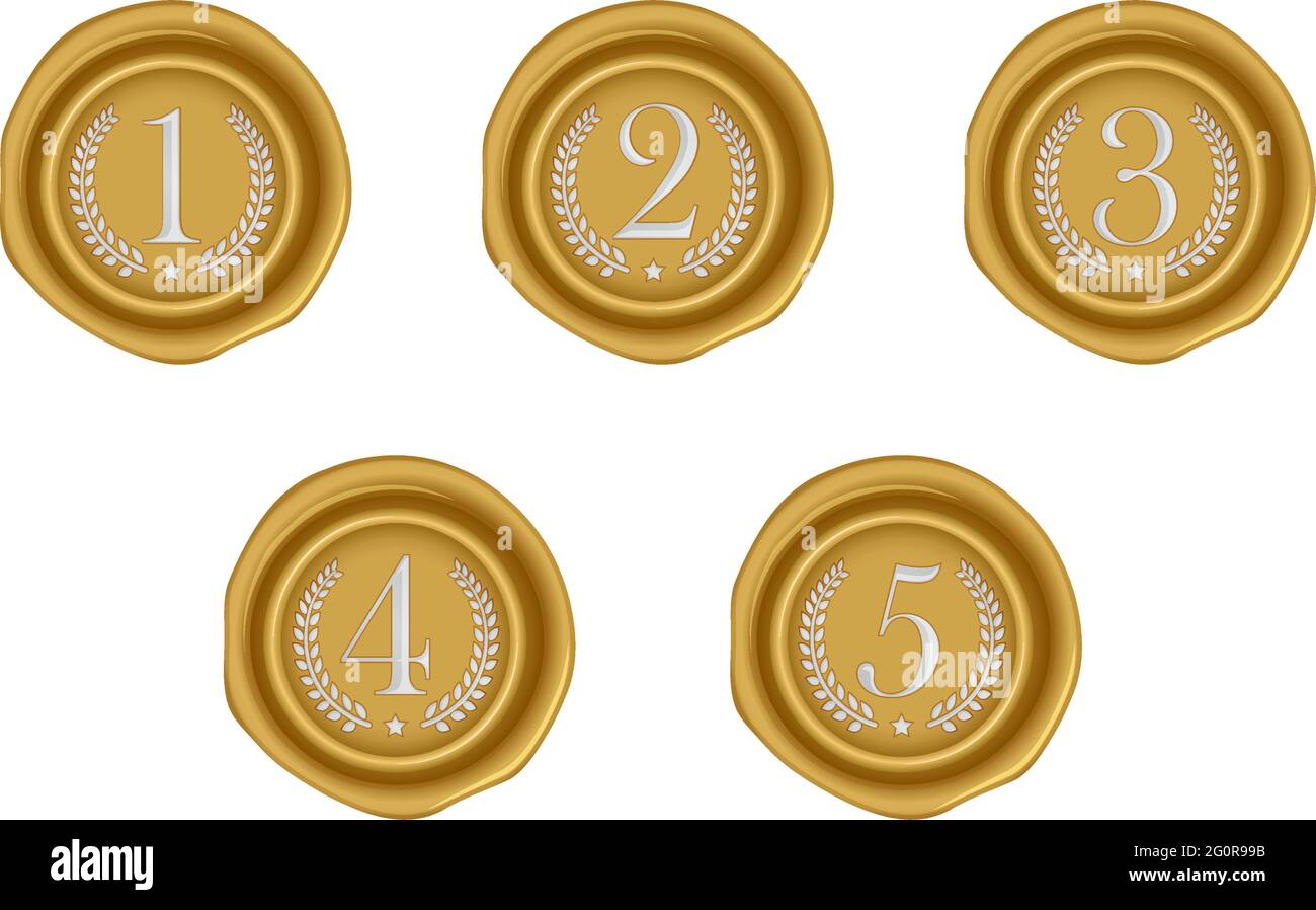 Sealing wax stamp vector illustration set ( number, ranking ) from 1st ...