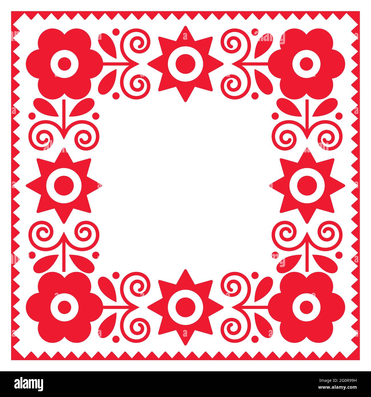 Polish traditional folk art square frame or border vector design with ...