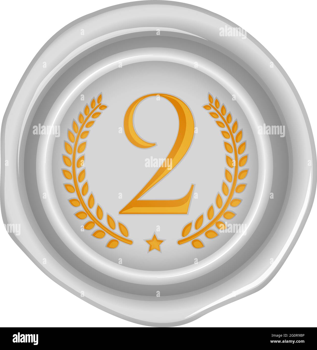 Sealing wax stamp vector illustration ( number, ranking ) | 2nd (silver ...