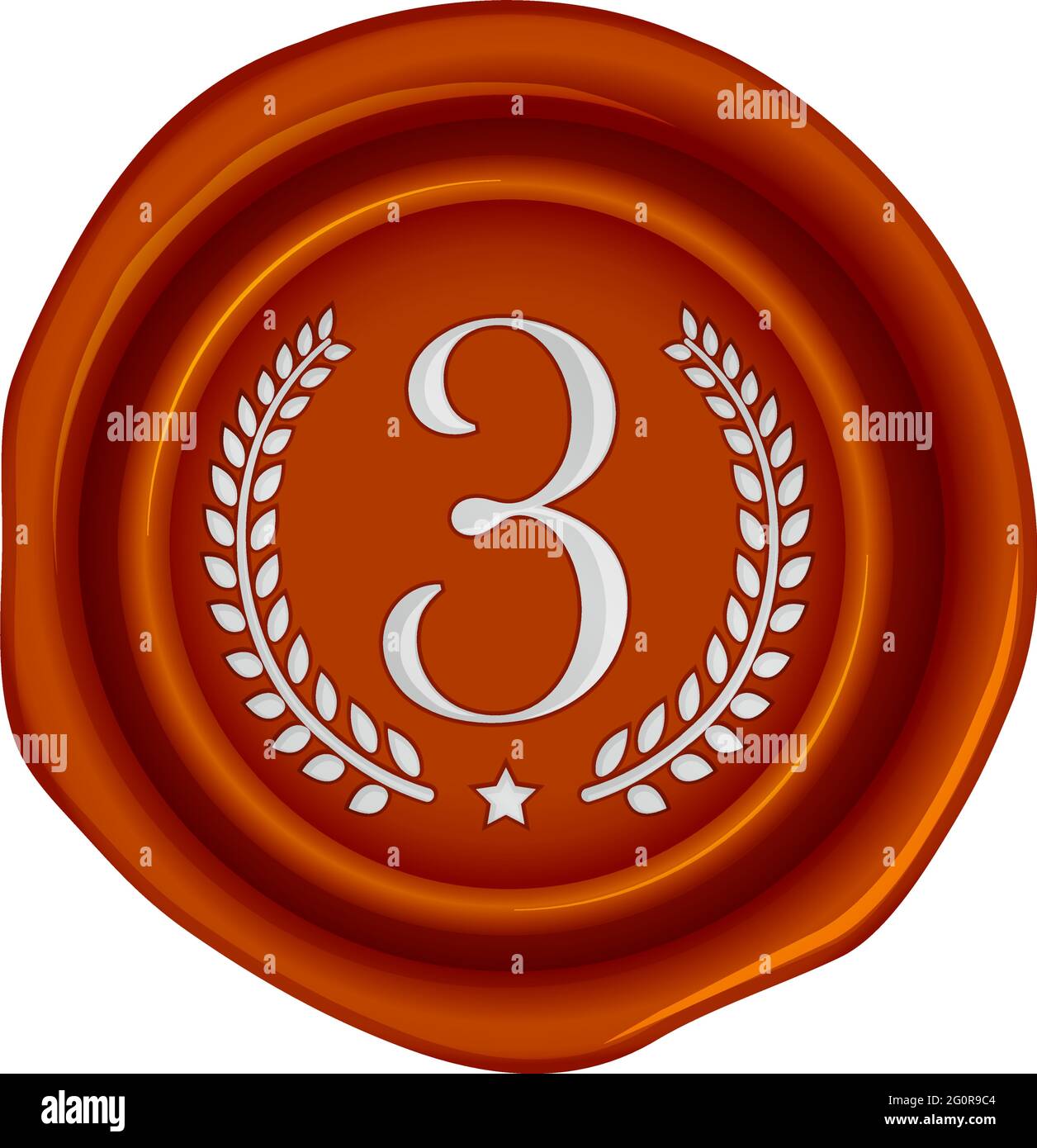 Sealing wax stamp vector illustration ( number, ranking ) | 3rd (bronze ...