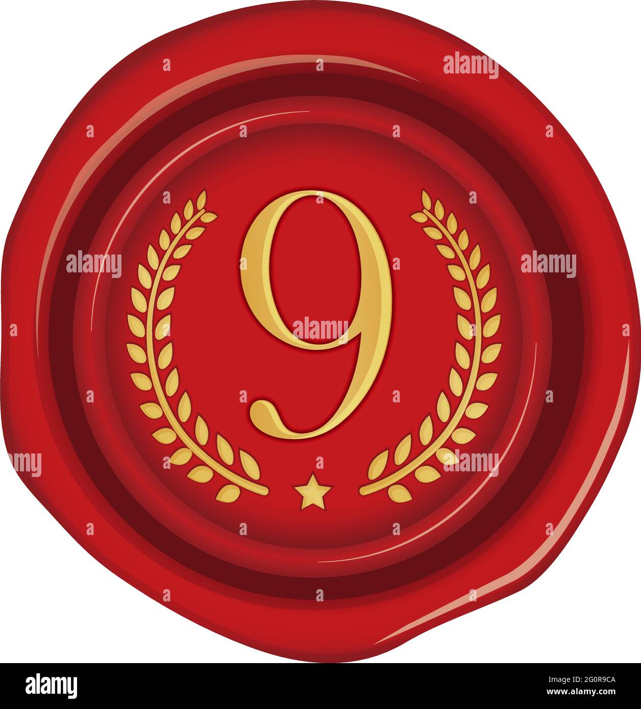 Sealing wax stamp vector illustration ( number, ranking ) | 9th (red ...