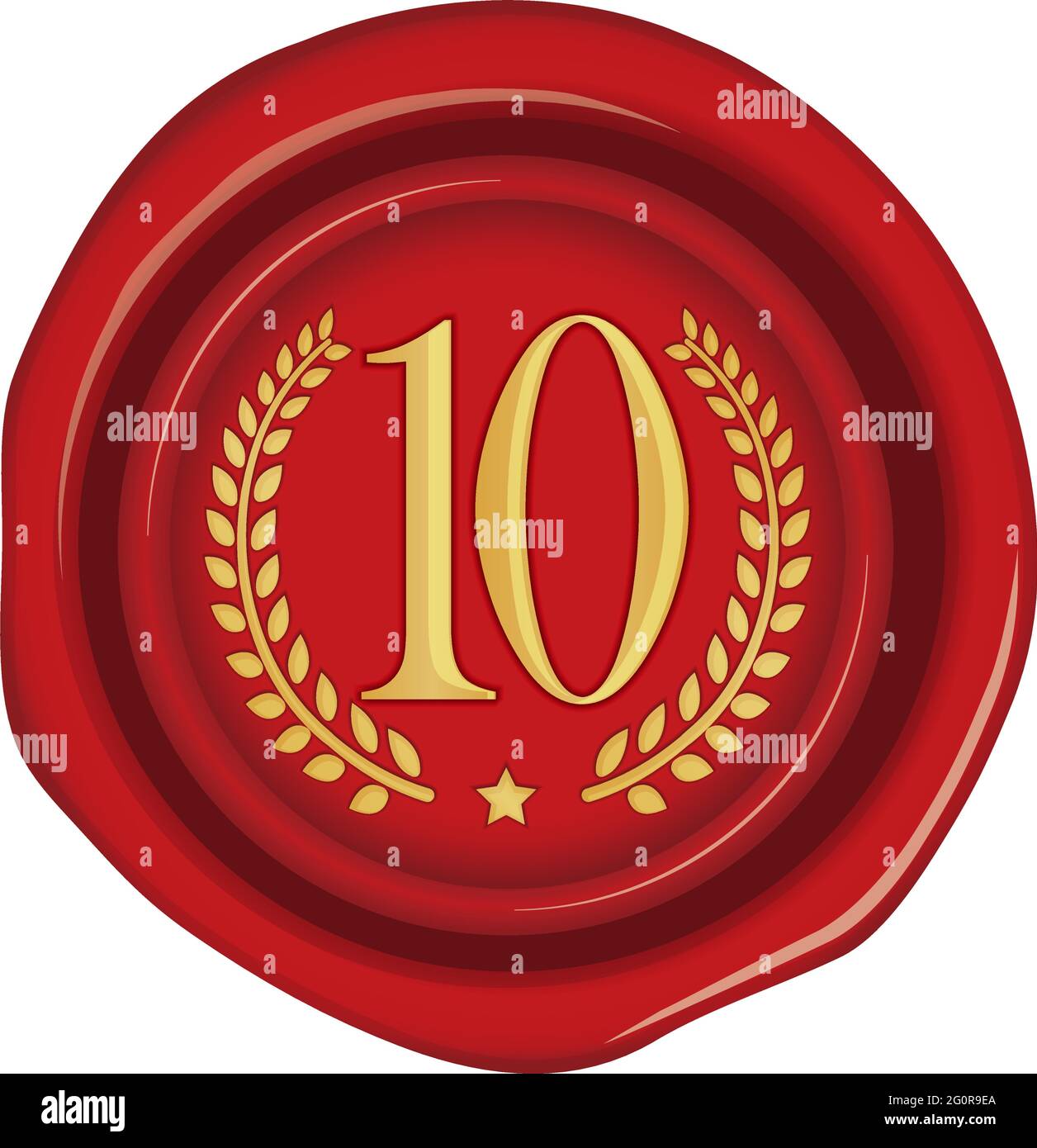 Sealing wax stamp vector illustration ( number, ranking ) | 10th (red ...