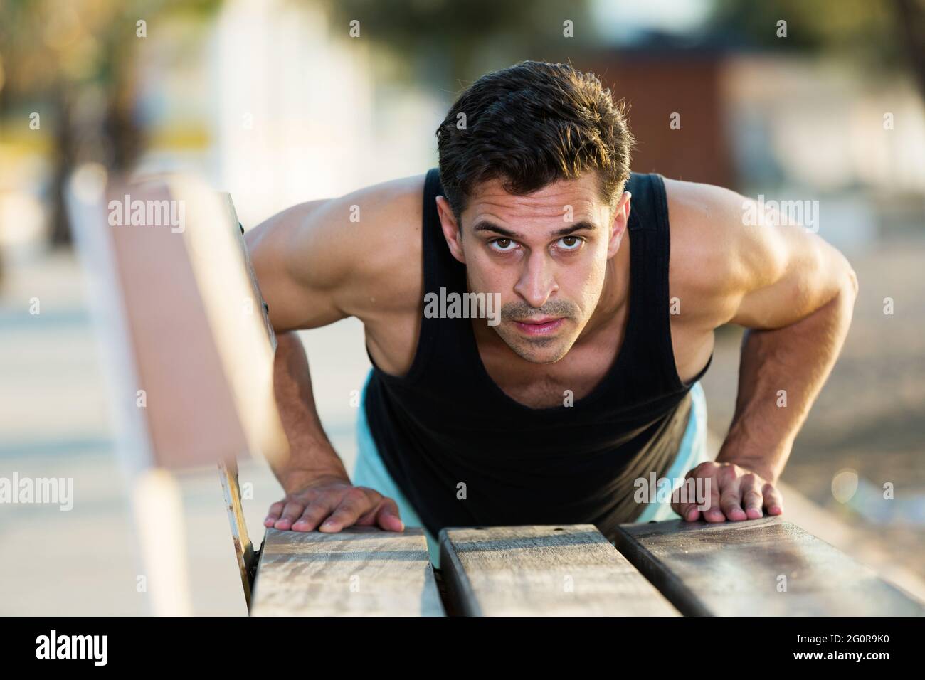 Doing push ups evening workout hi-res stock photography and images - Alamy