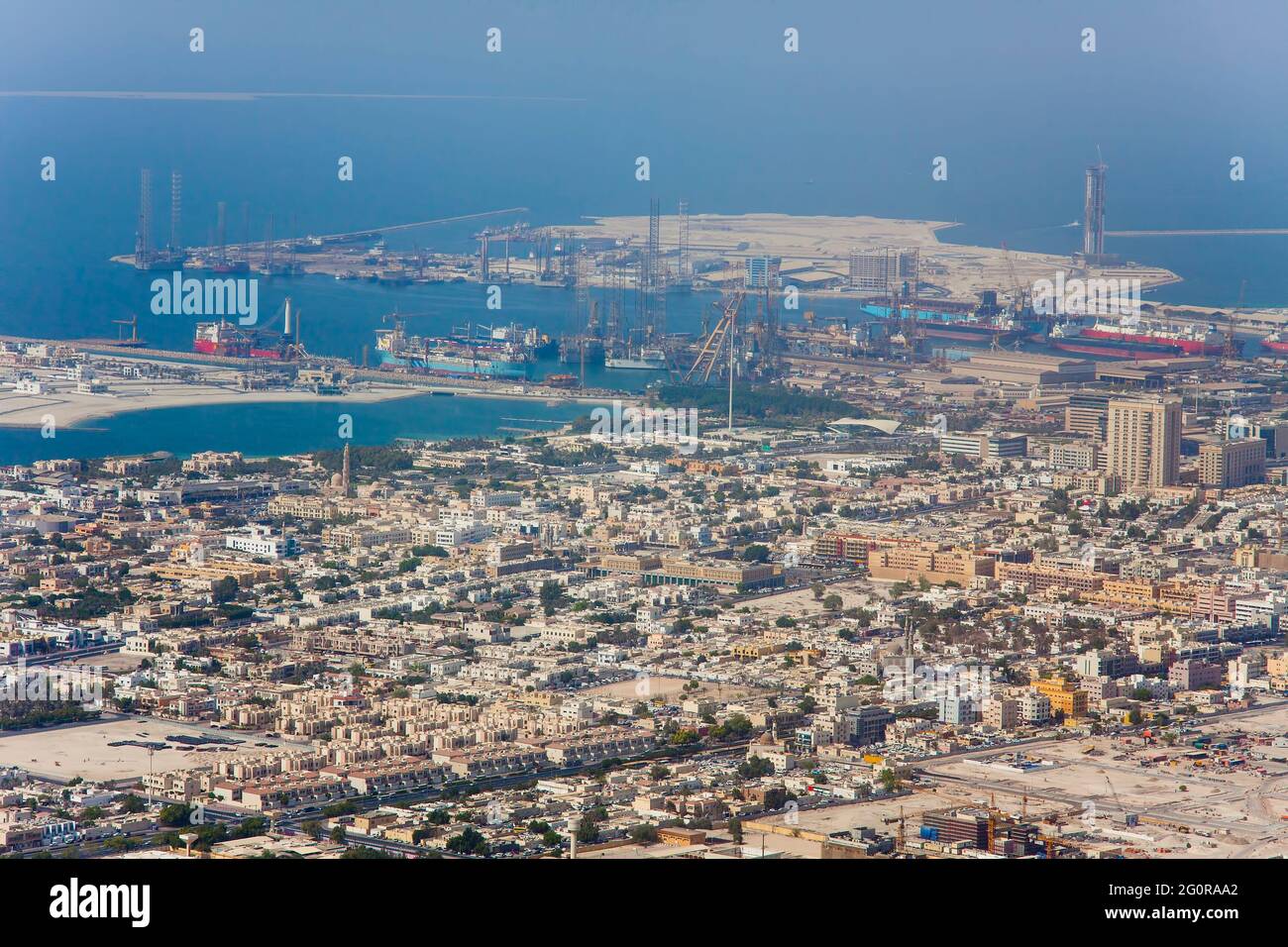 industrial port of Dubai, aerial view Stock Photo - Alamy