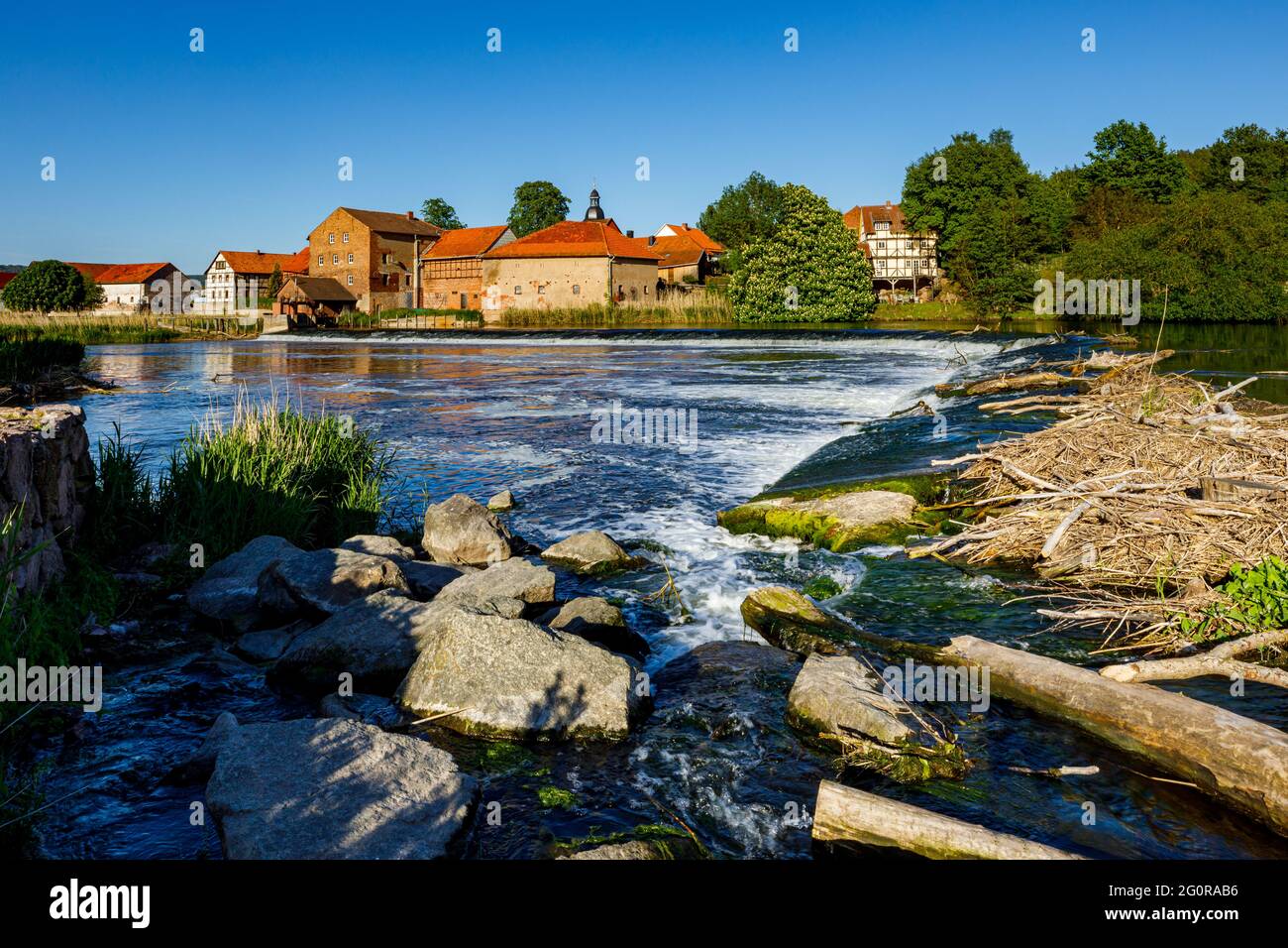 The village of Sallmannshausen at the Werra River in Thuringia Stock ...