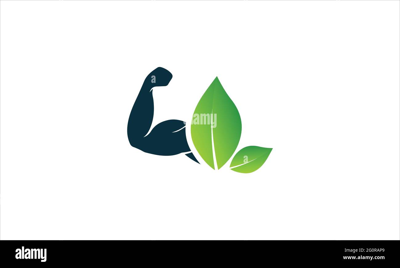 Natural Nutrition Logo Template with Muscles Vector Design illustration ...