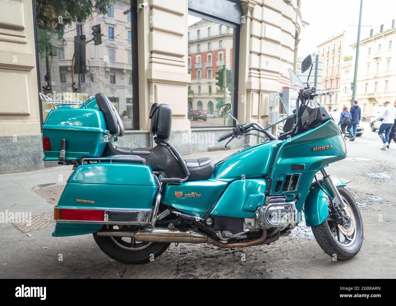 Honda Goldwing GL 1200 Aspencade, metallic green, parked on the ...