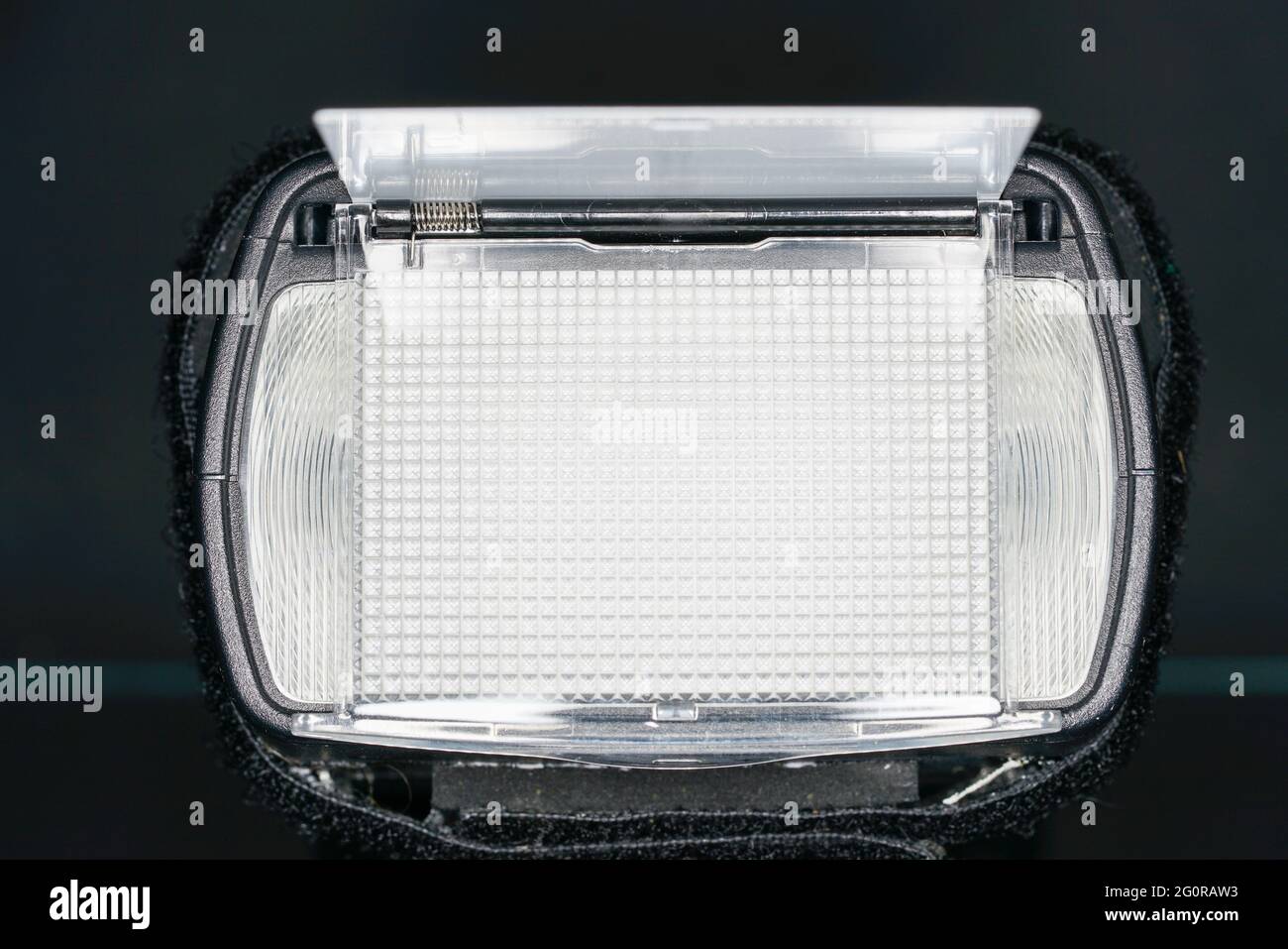 Flash light of a camera with colorful color foils photographed in the ...