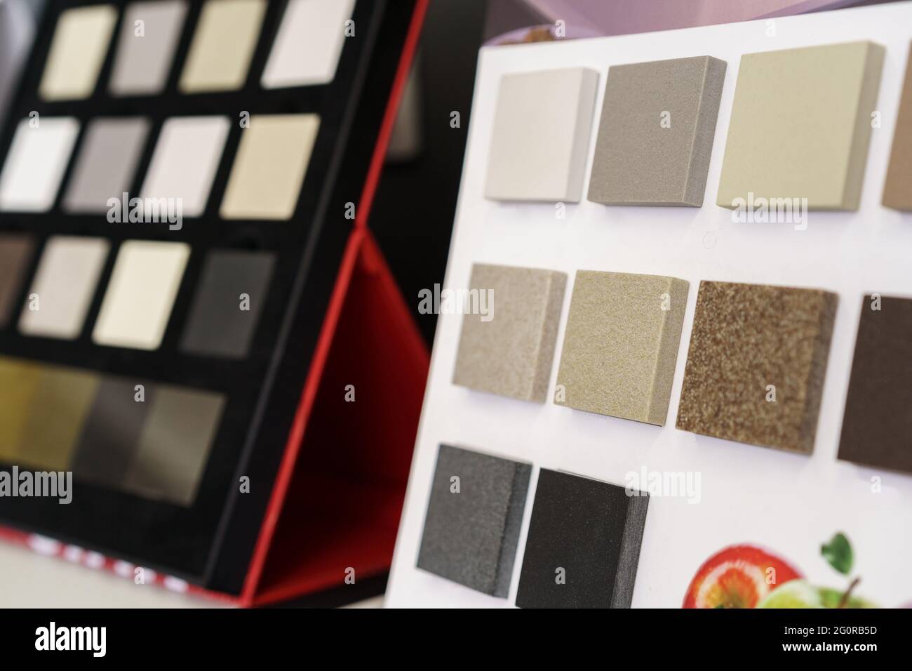 Display with decorative artificial stone samples for interior Stock ...