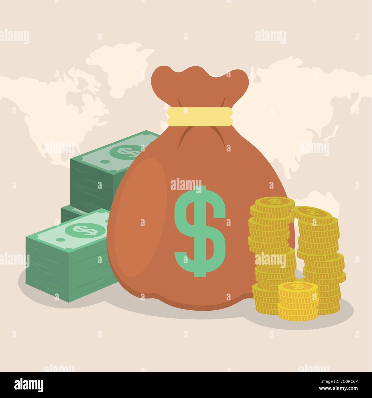 money bag and cash on background Stock Vector Image & Art - Alamy