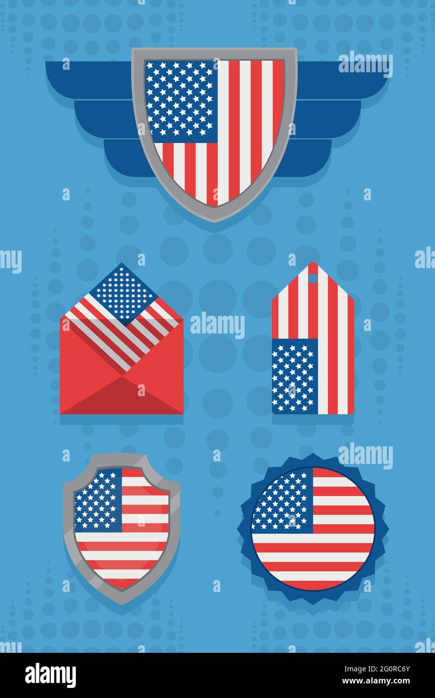 decorative usa flags icon set Stock Vector Image & Art - Alamy