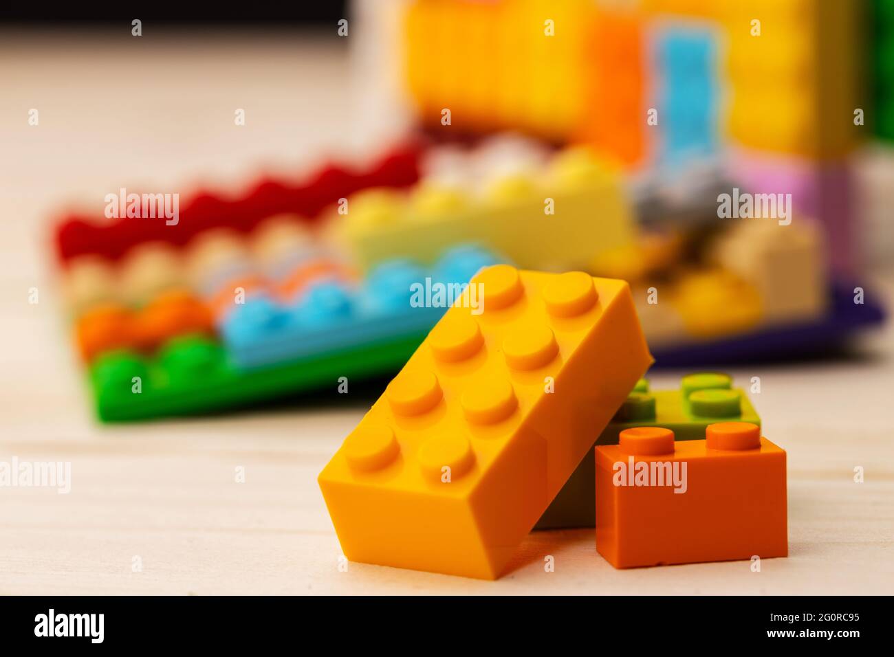Details of children's plastic building kit close up Stock Photo - Alamy