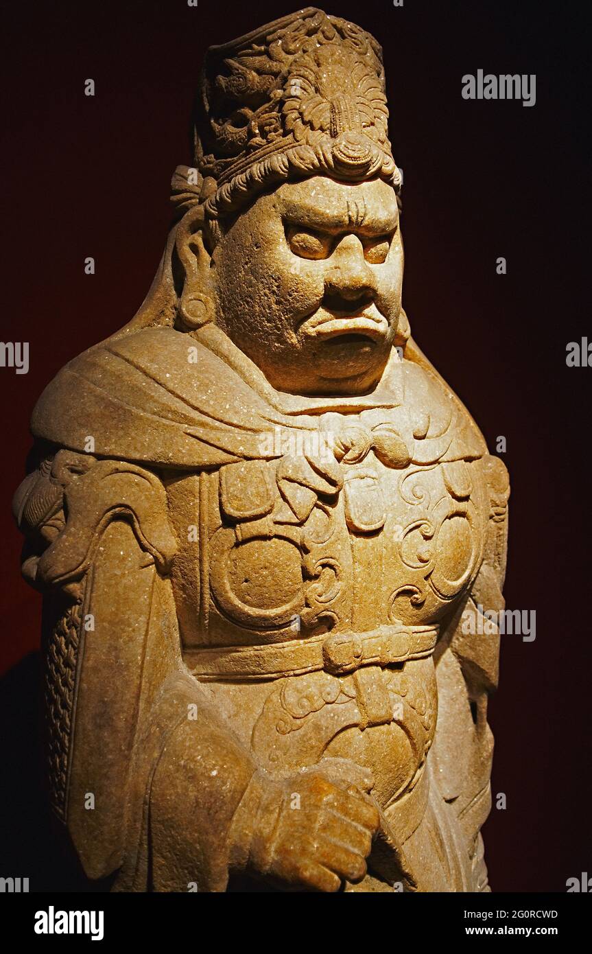 China, Shanghai, People Square, Shanghai Museum, Lokapala stone statue ...