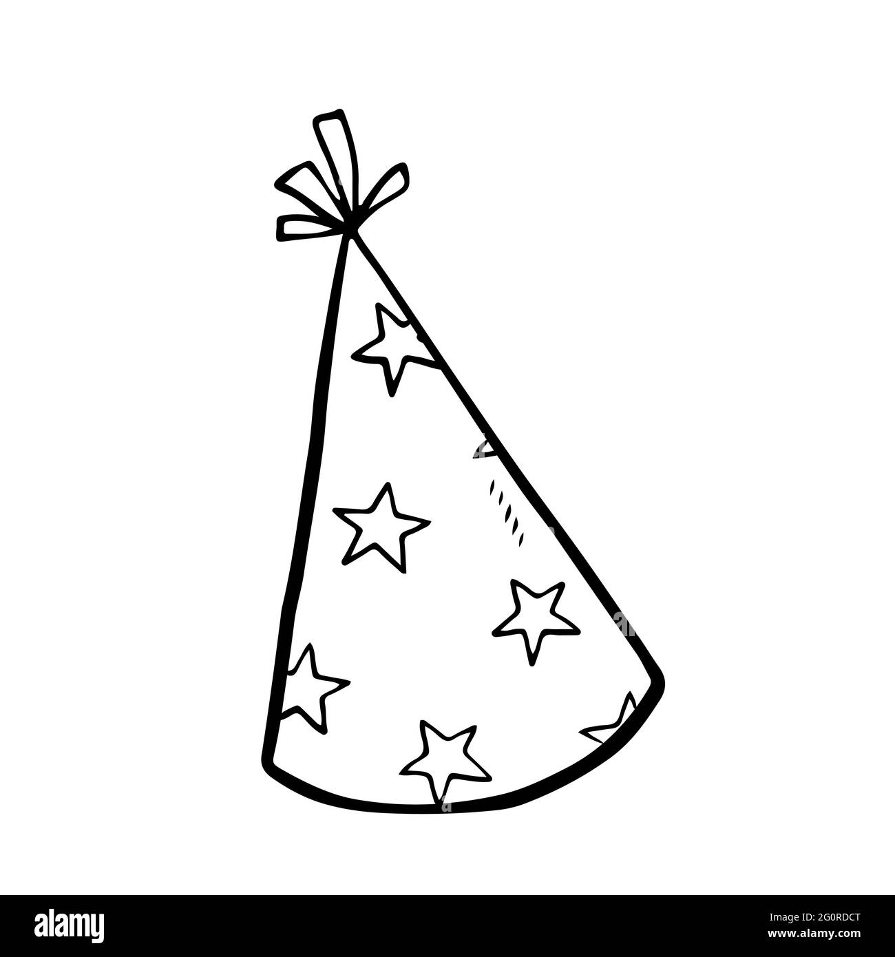 Festive party hat decorated with stars isolated on white background ...