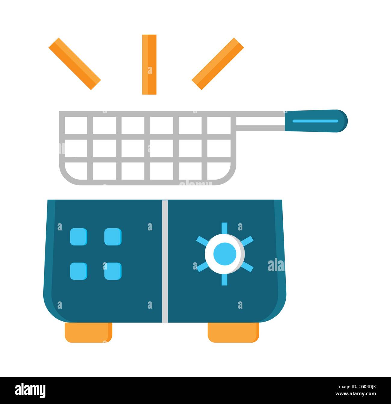 Deep fryer flatt icon vector. Kitchen small appliances line sign ...