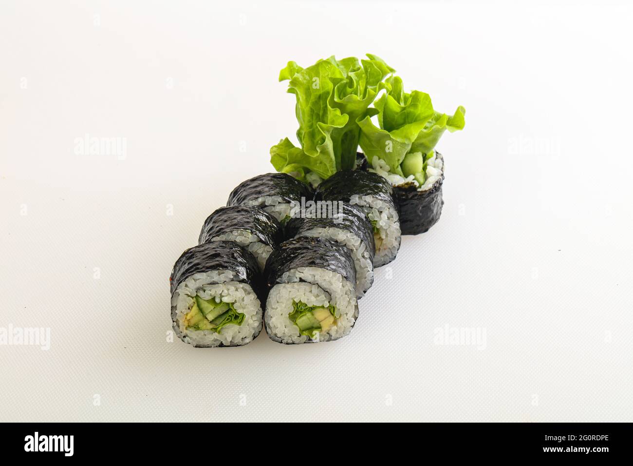 Japanese traditional maki with cucumber and salad Stock Photo - Alamy