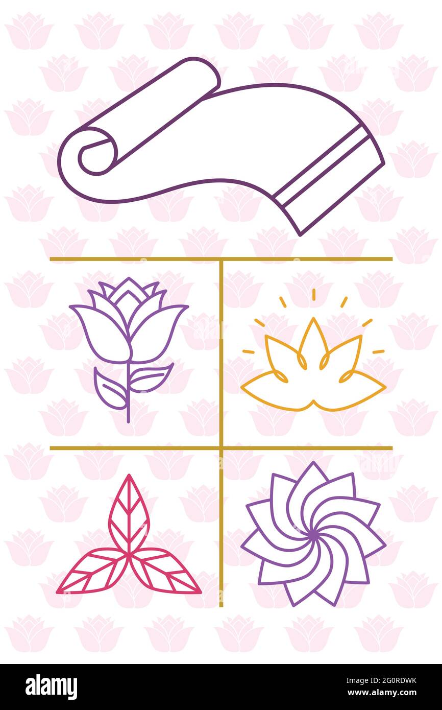 yoga symbols and flowers set Stock Vector Image & Art - Alamy