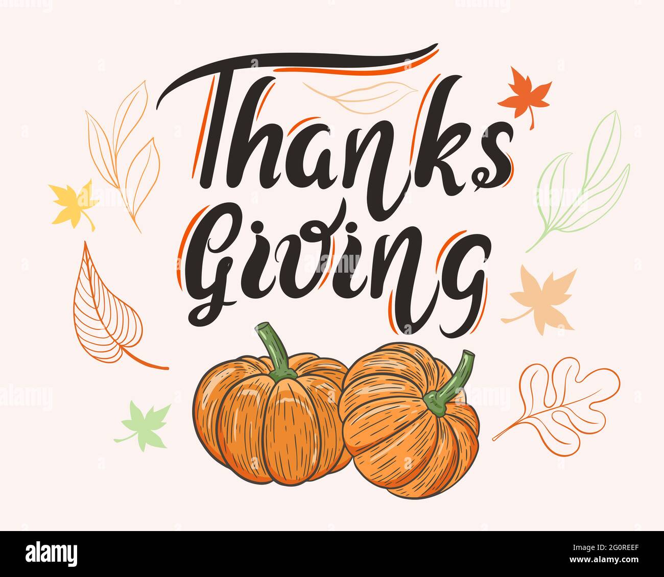 Thanksgiving, vector. Hand lettering, congratulatory poster. Autumn ...