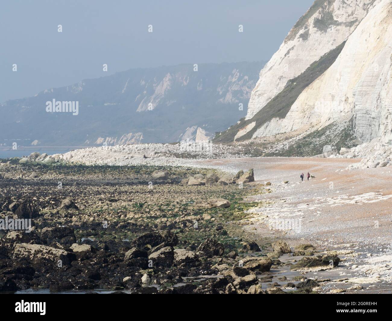 Landscape showing beach and chalk cliff collapse, Dover, KENT UK Stock ...