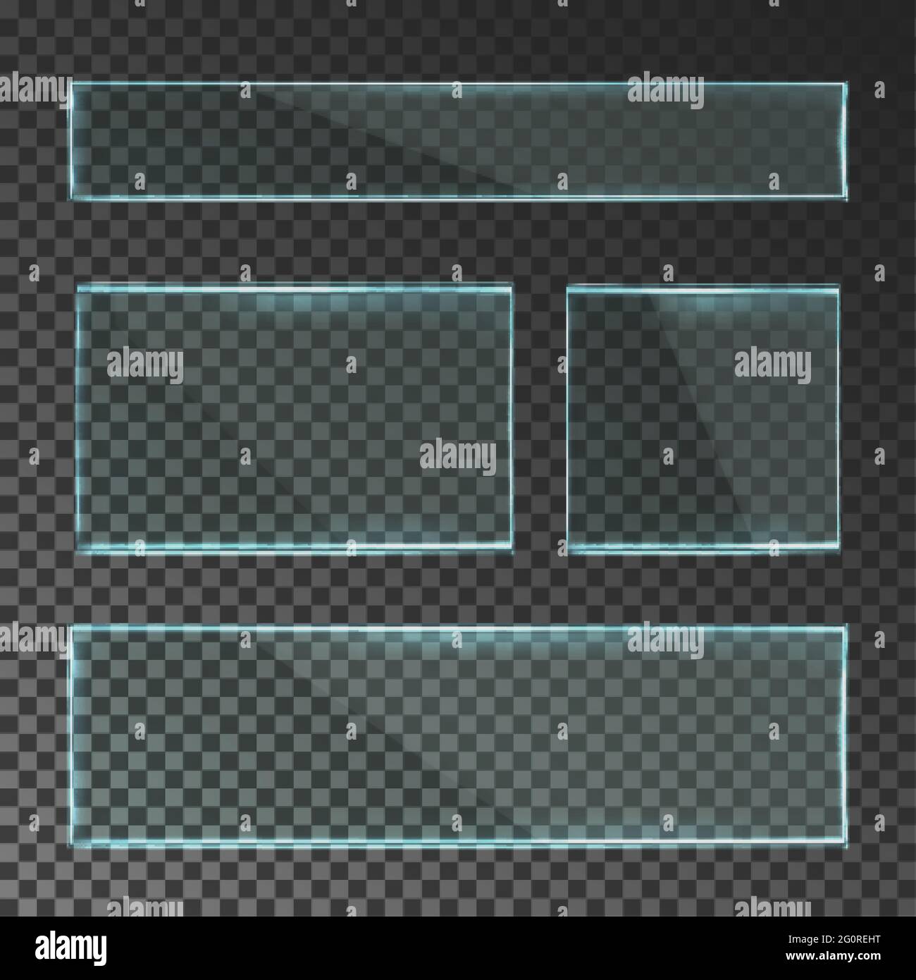 Set of vector realistic transparent glass plates isolated on a ...