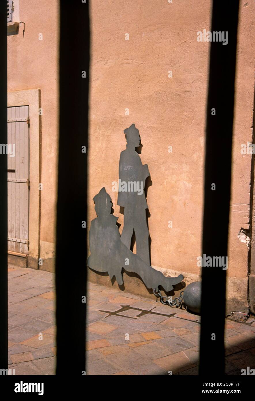 Convicts with the ball connected to the ankle by a chain in memory of ...